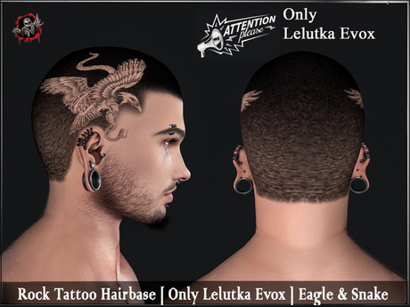 Second Life Marketplace - Rock Tattoo Hairbase Unisex [ Only Lelutka ...